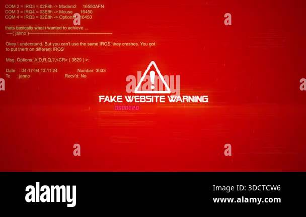 Fake Website Warning Text on hacking background screen Stock Video ...