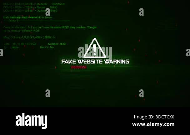 Fake Website Warning Text on hacking background screen V04 Stock Video ...
