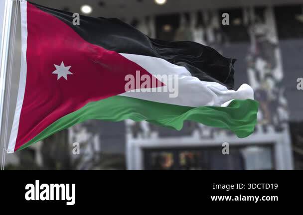 Jordan Wavy Flag in the Wind Waving Official Flag 4K Stock Video ...
