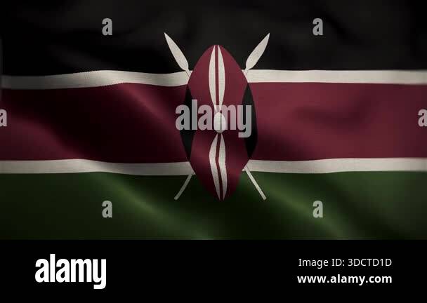 Kenya Wavy Flag in the Wind in Slow Motion Waving Official Flag Stock ...