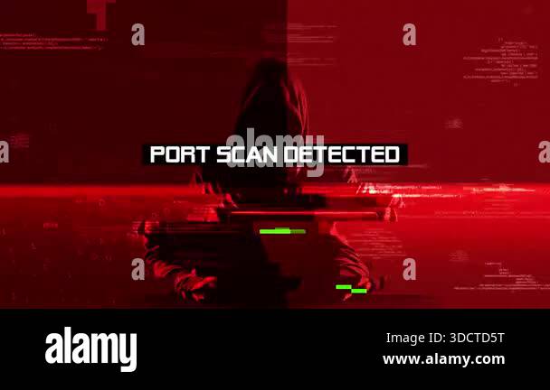 Port Scan Detected Warning text on no signal background Stock Video ...