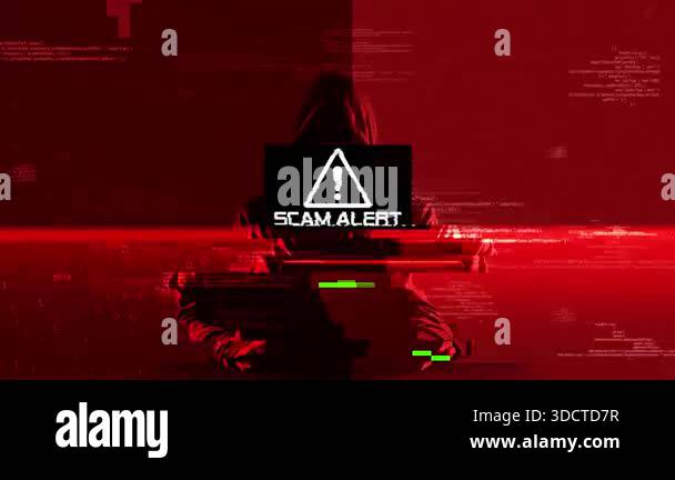 Scam Alert Warning text on no signal background Stock Video Footage - Alamy
