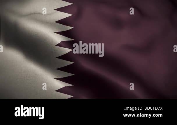 Qatar Wavy Flag in the Wind in Slow Motion Waving Official Flag Stock ...