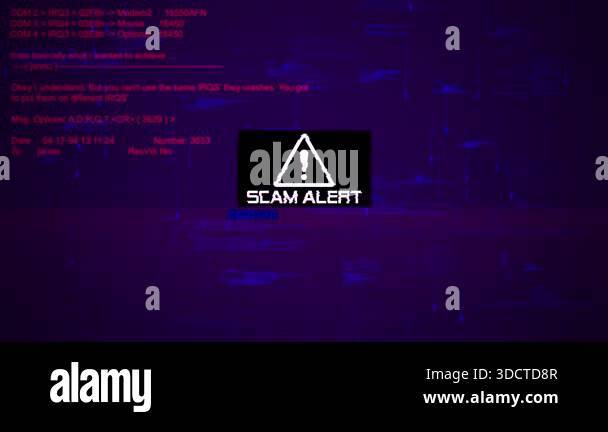 Scam Alert Warning Text on hacking background screen V03 Stock Video ...