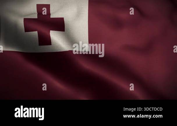 Tonga Wavy Flag in the Wind in Slow Motion Waving Official Flag Stock ...