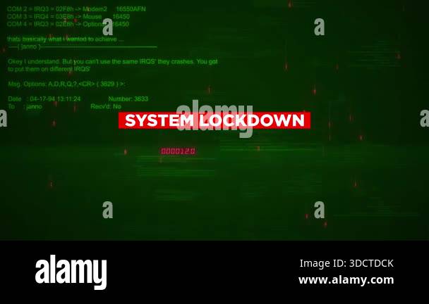System Lockdown Warning Text on hacking background screen V04 Stock ...