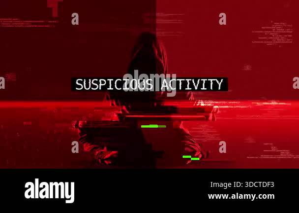 Suspicious Activity Warning text on no signal background Stock Video ...