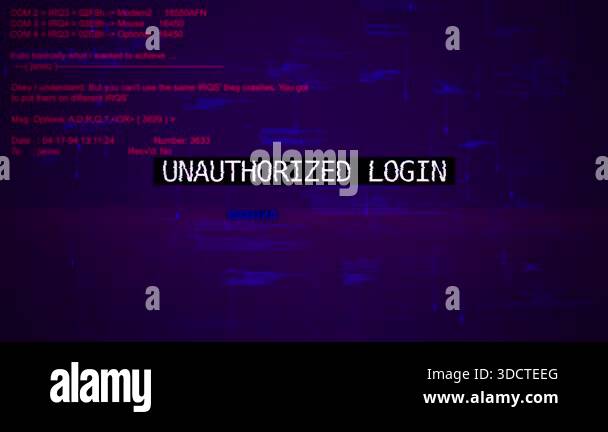 Unauthorized Login Warning Text on hacking background screen V03 Stock ...