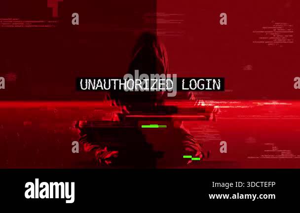 Unauthorized Login Warning text on no signal background Stock Video ...