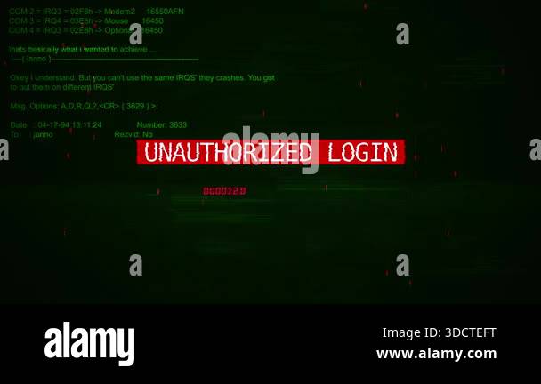 Unauthorized Login Warning Text on hacking background screen V04 Stock ...