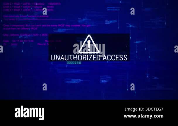 Unauthorized Access Warning Text on hacking background screen V03 Stock ...