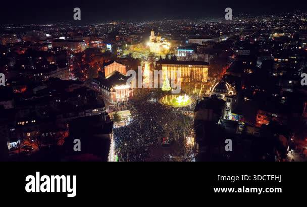 Varna Bulgaria Cityscape Aerial View Night Panorama of Square ...