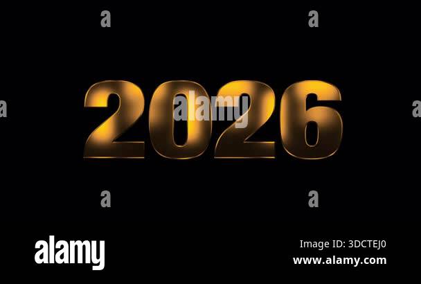 Welcome New Year 2026 Golden Numbers With Shimmering Fire Effect On ...