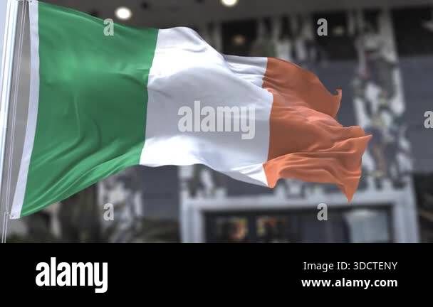 Ireland Wavy Flag in the Wind Waving Official Flag 4K Stock Video ...
