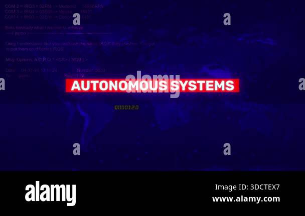 Autonomous Systems Error Warning Text on hacking background screen ...