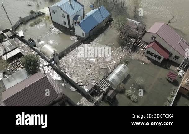 Stunning aerial drone footage capturing a large-scale flood disaster ...
