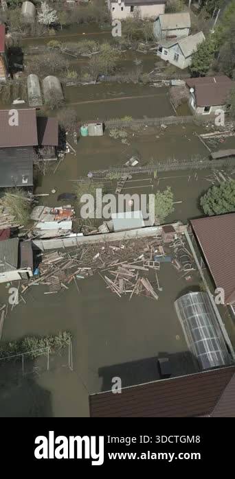 Stunning aerial drone footage capturing a large-scale flood disaster ...