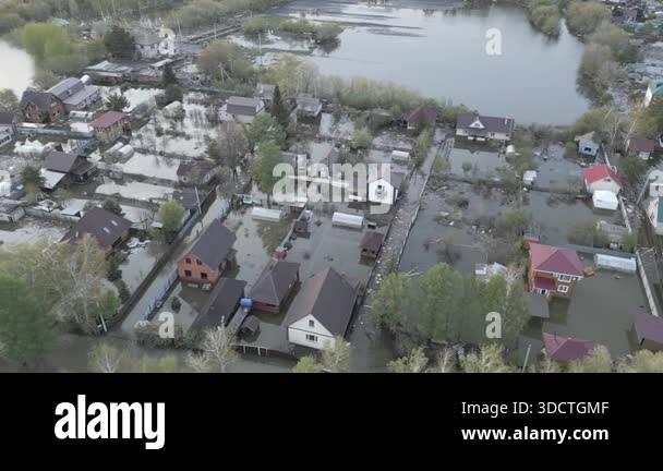 Stunning aerial drone footage capturing a large-scale flood disaster ...