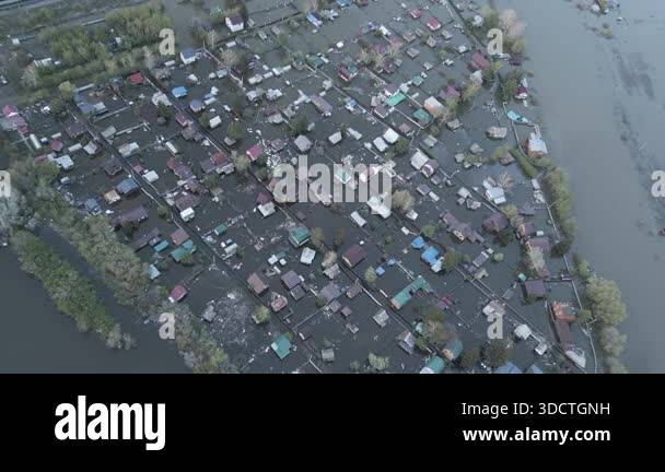 Stunning aerial drone footage capturing a large-scale flood disaster ...