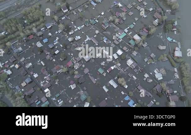 Stunning aerial drone footage capturing a large-scale flood disaster ...