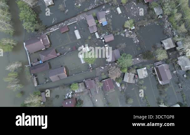 Stunning aerial drone footage capturing a large-scale flood disaster ...