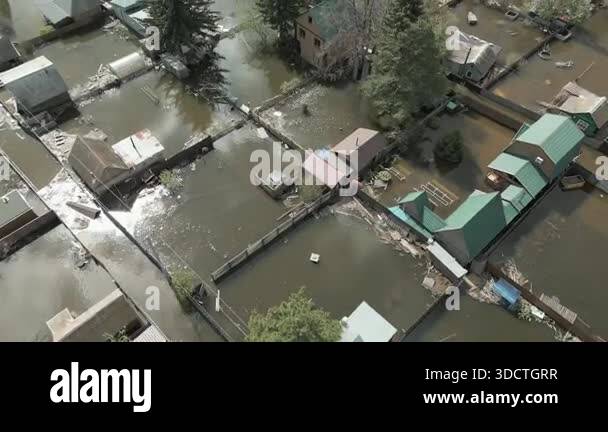 Stunning aerial drone footage capturing a large-scale flood disaster ...