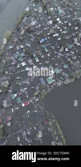Stunning aerial drone footage capturing a large-scale flood disaster ...