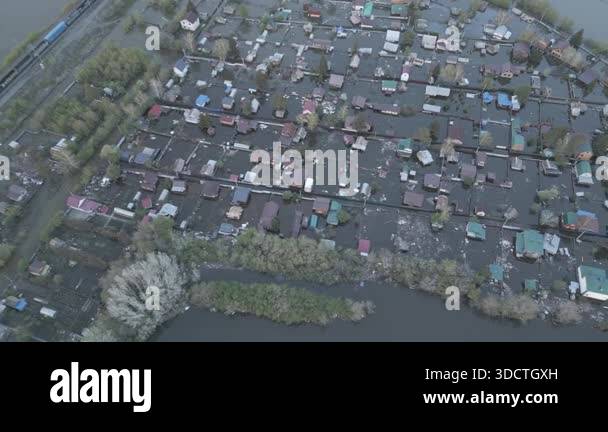 Stunning aerial drone footage capturing a large-scale flood disaster ...