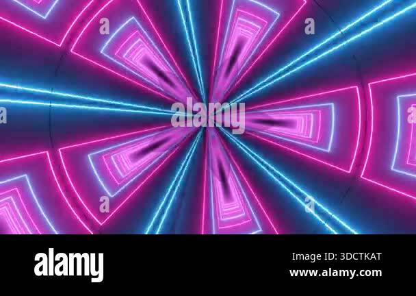 futuristic neon digital tunnel or high-speed travel through time and ...