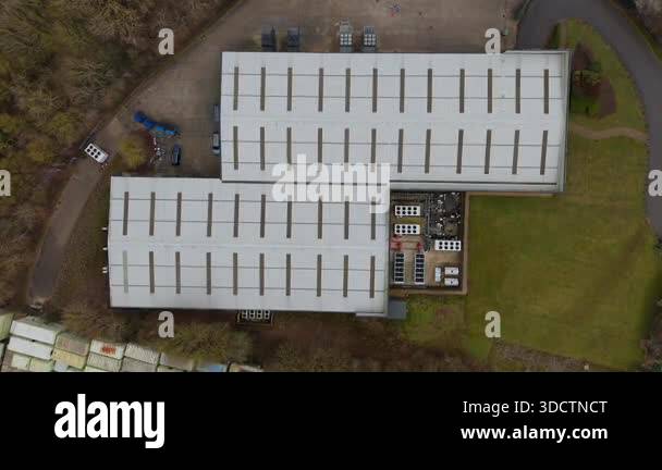 Aerial drone view of state-of-the-art data center, information and ...
