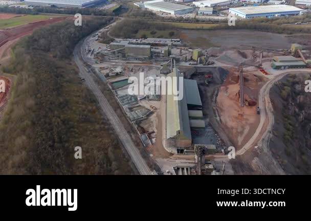 Aerial drone perspective of huge quarry, open pit mine, gravel and rare ...