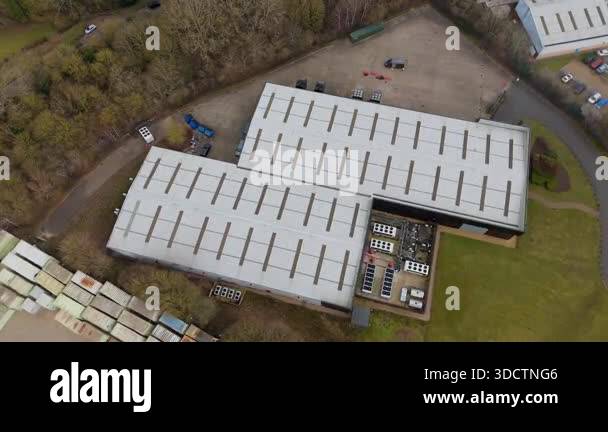 Aerial drone view of state-of-the-art data center, information and ...
