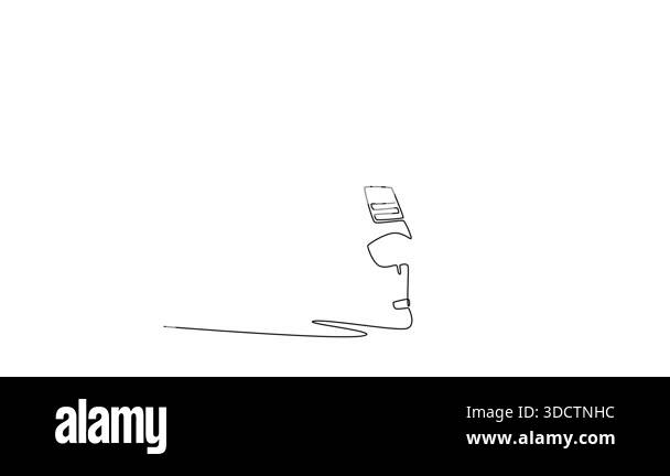 Self drawing animation of single line draw strong samurai warrior in ...