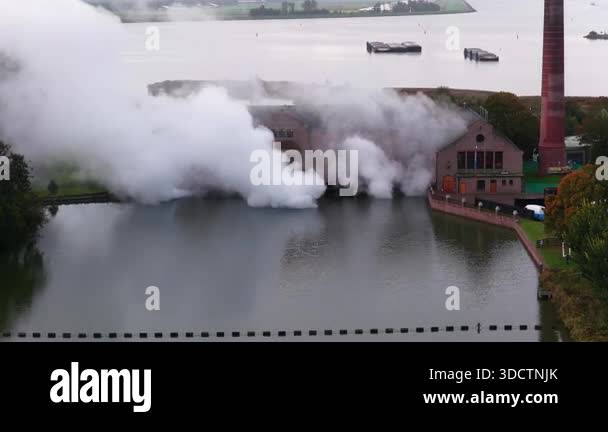 Steam rising up from the old Woudagemaal steam pumping station in ...