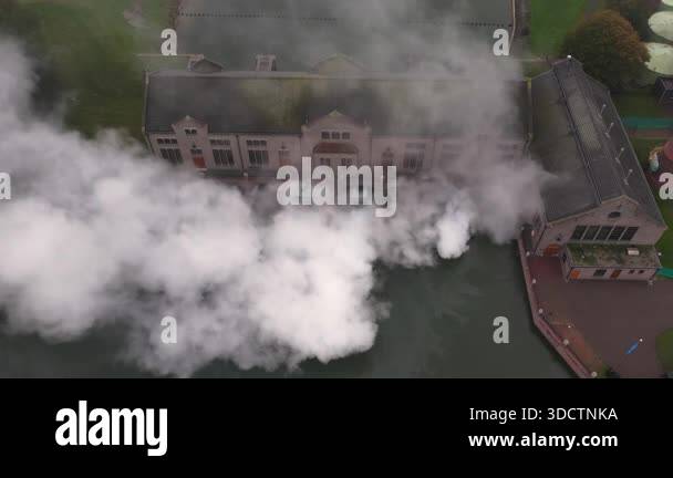 Steam rising up from the old Woudagemaal steam pumping station in ...