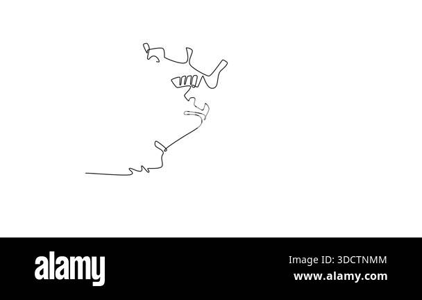 Animated self drawing of continuous line draw powerful samurai warrior ...