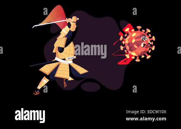 A skilled armored samurai clashing with viral monsters featuring ...