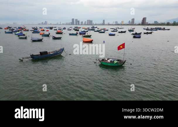 Asia Vietnam,Da Nang beach 12,5,2025 - The traditional round fishing ...