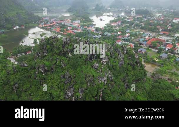 Asia, Land flooded by summer typhoon in Ninh Binh and Tam Coc in Red ...