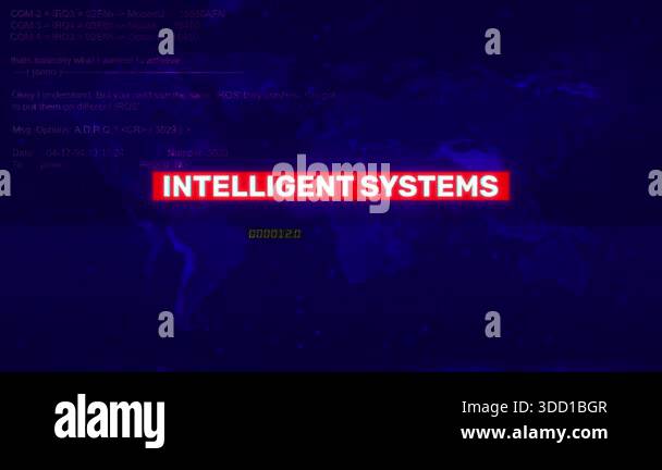 Intelligent Systems Error Warning Text on hacking background screen ...