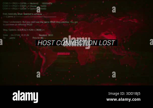 Host Connection Lost Warning Text on hacking background screen Stock ...