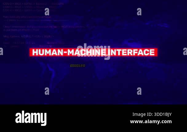 Human-Machine Interface Text on hacking background screen Stock Video ...