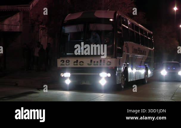 Trelew, Argentina - March 20, 2015: Passenger Bus Departing at Night ...
