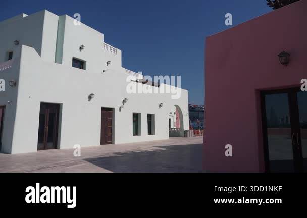 Qatar Doha 2 february 2025, Colorful architecture in desert town at ...
