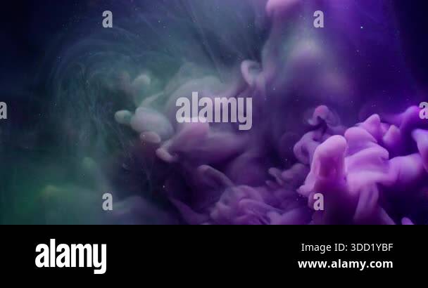 Ink vapor. Sparkling wave texture. Defocused purple blue color rainbow ...