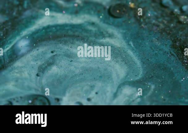 Glitter oil ink. Paint background. Defocused blue color marble shimmer ...