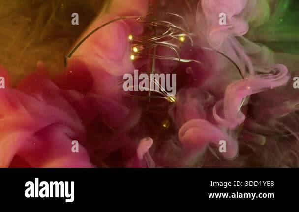 Vapor drop. Ink glow blur. Colorful liquid mix smoke in glass light ...