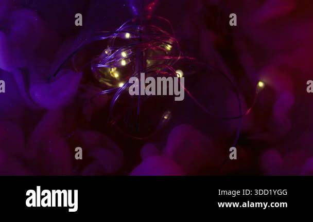 Haze explosion. Defocused light glow. Illuminated garland glass ...