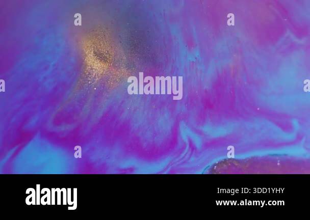 Defocused ink splatter. Acrylic wave. Blur golden blue purple colorful ...