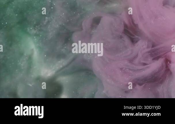 Shimmer ink. Sparkling paint swirl. Defocused pink purple blue color ...